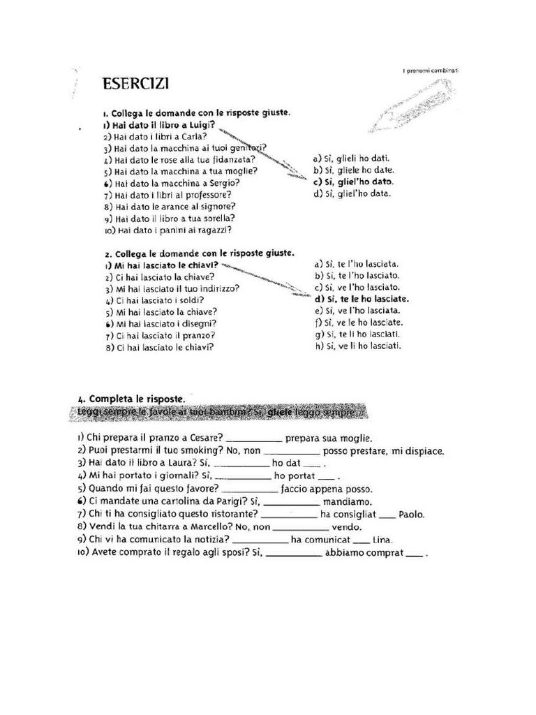 Pronomi Combinati - Esercizi | PDF