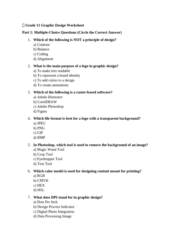 Grade 11 Graphic Design Worksheet | PDF | Adobe Photoshop | Graphics