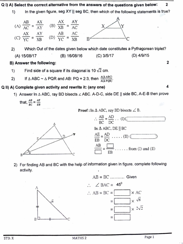 Geometry Chapter 1 and 2 (20 Marks) | PDF | Geometric Shapes | Mathematics