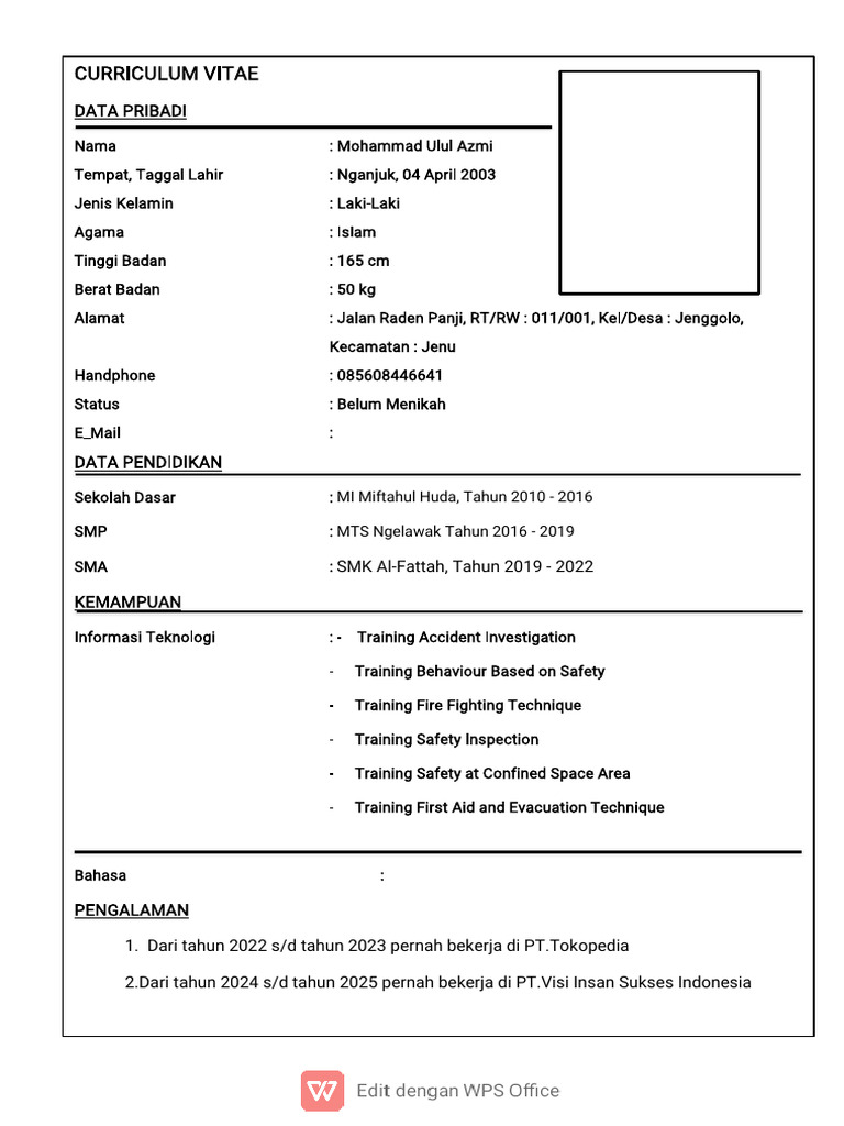 CV Azmi Terbaru | PDF
