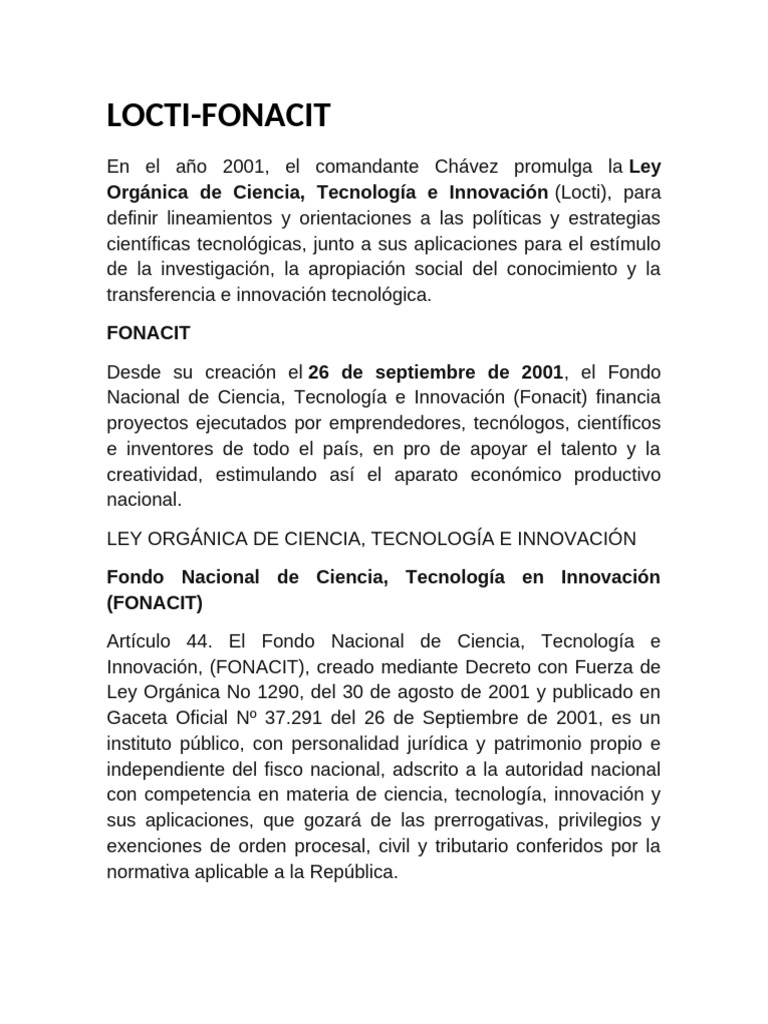 LOCTI | PDF | Innovación | Impuesto sobre la renta