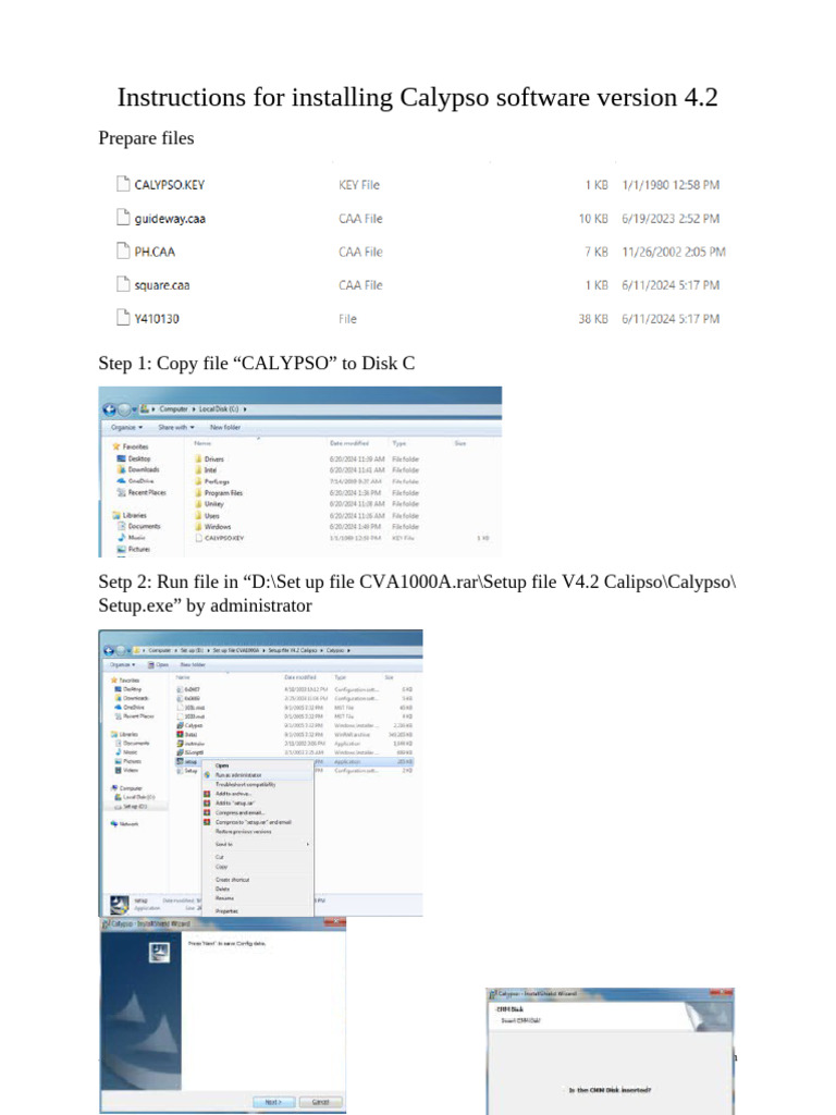 Instructions For Installing Calypso Software | PDF