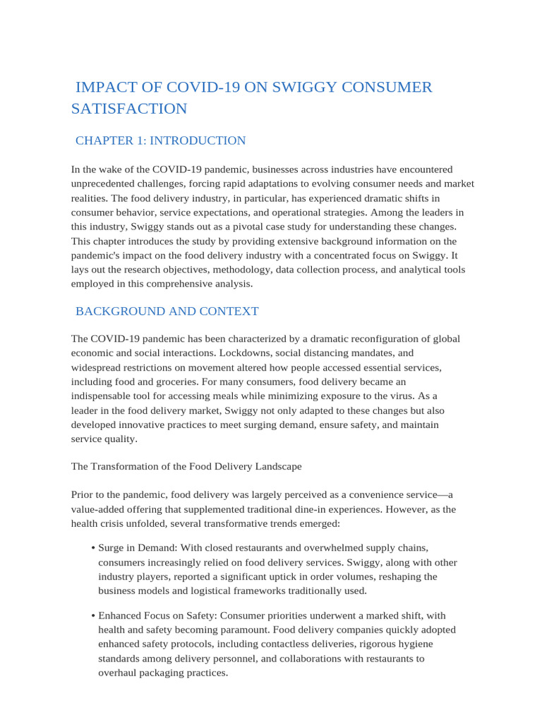Impact of COVID-19 On Swiggy Consumer Satisfaction | PDF | Consumer ...