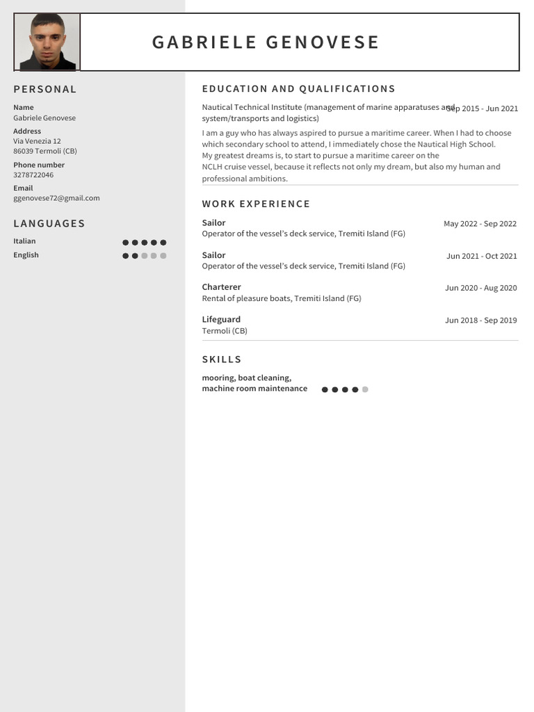 CV Gabriele Genovese #1 | PDF