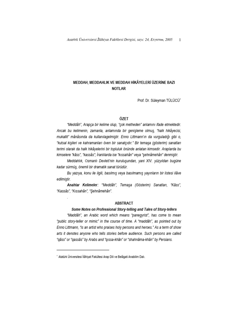 Meddah, Meddahlik Ve Meddah h k Yeler Zer Ne Bazi Notlar[#36254]-30675 ...