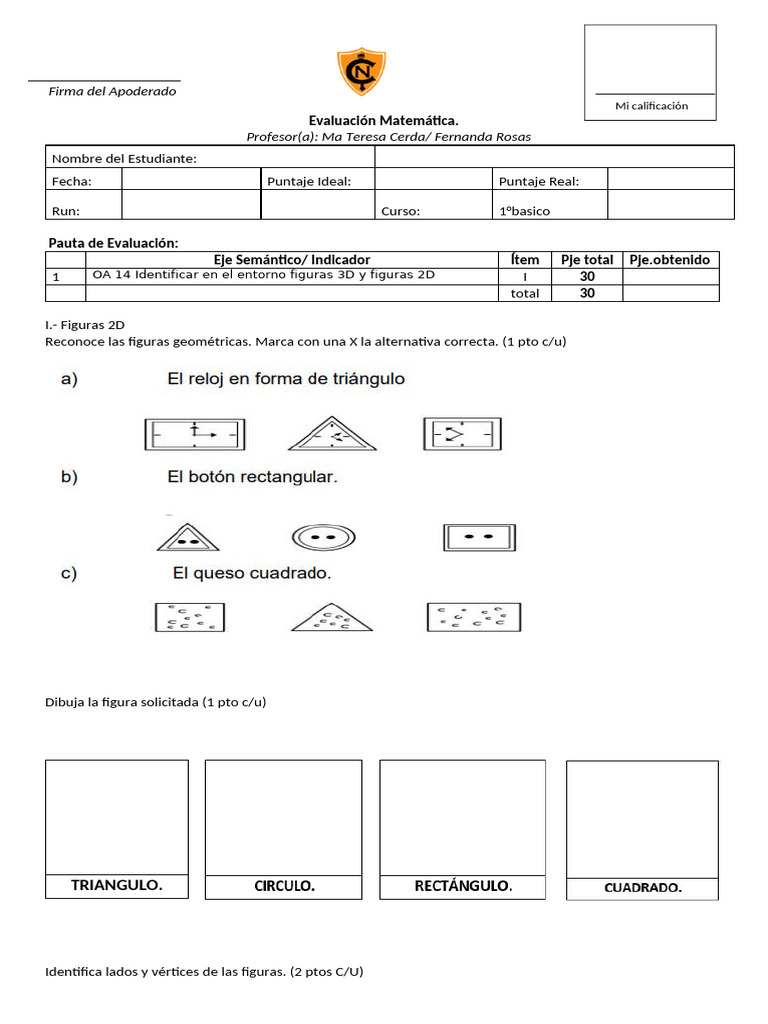 Prueba de Figuras Geometricas 2D y 3D | PDF