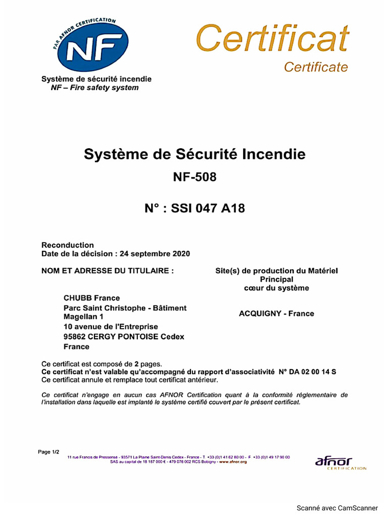 Certificat de conformité Nf | PDF