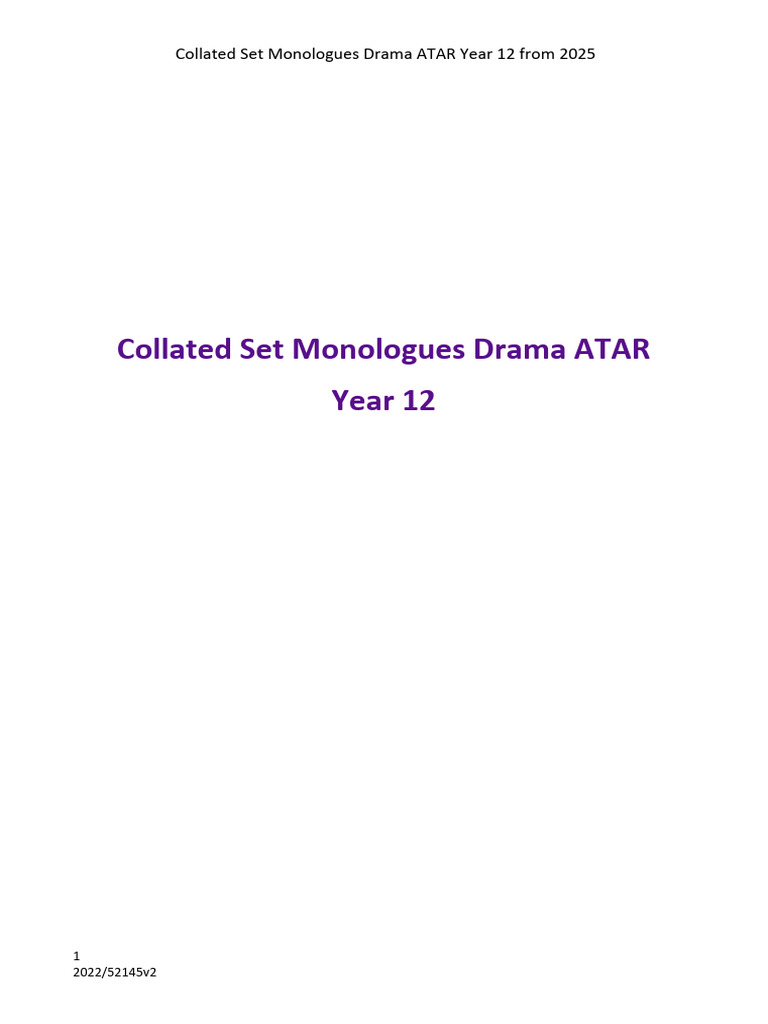 ATAR Year 12 Monologues Collection | PDF