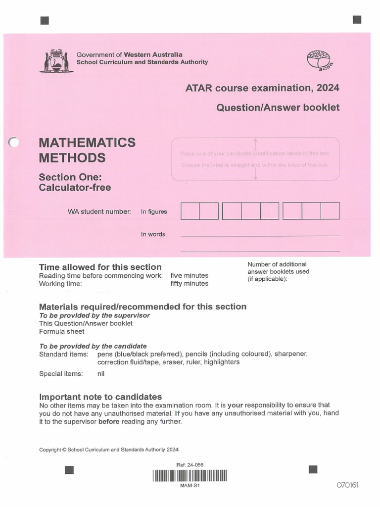 Calc Free 2024 Wace | PDF