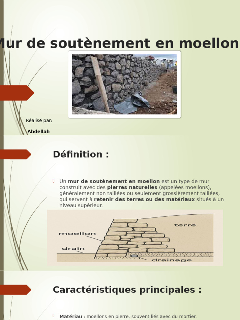 Construction d'un mur de soutènement en moellon | PDF | Mur | Fondation ...