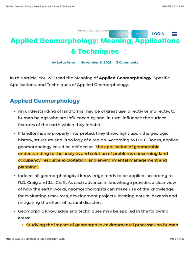 Applied Geomorphology: Meaning, Applications & Techniques | PDF ...