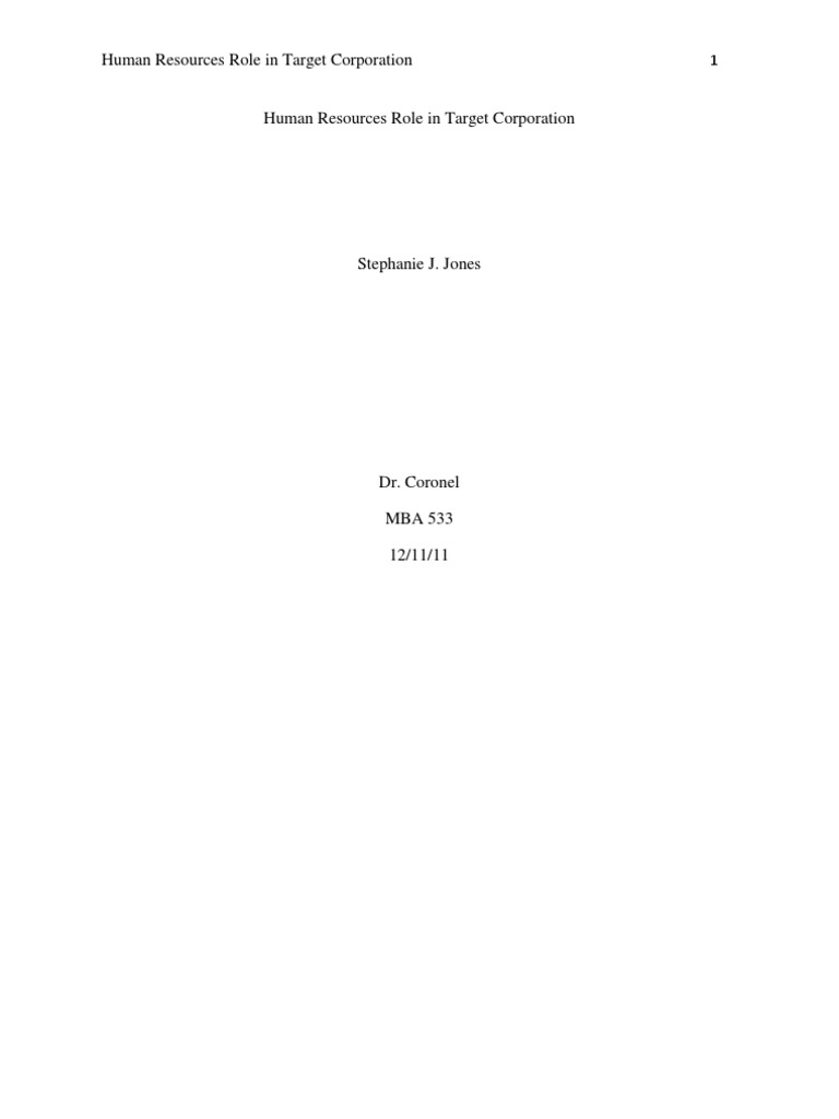 Human Resources Role in The Target Corporation | PDF | Performance ...