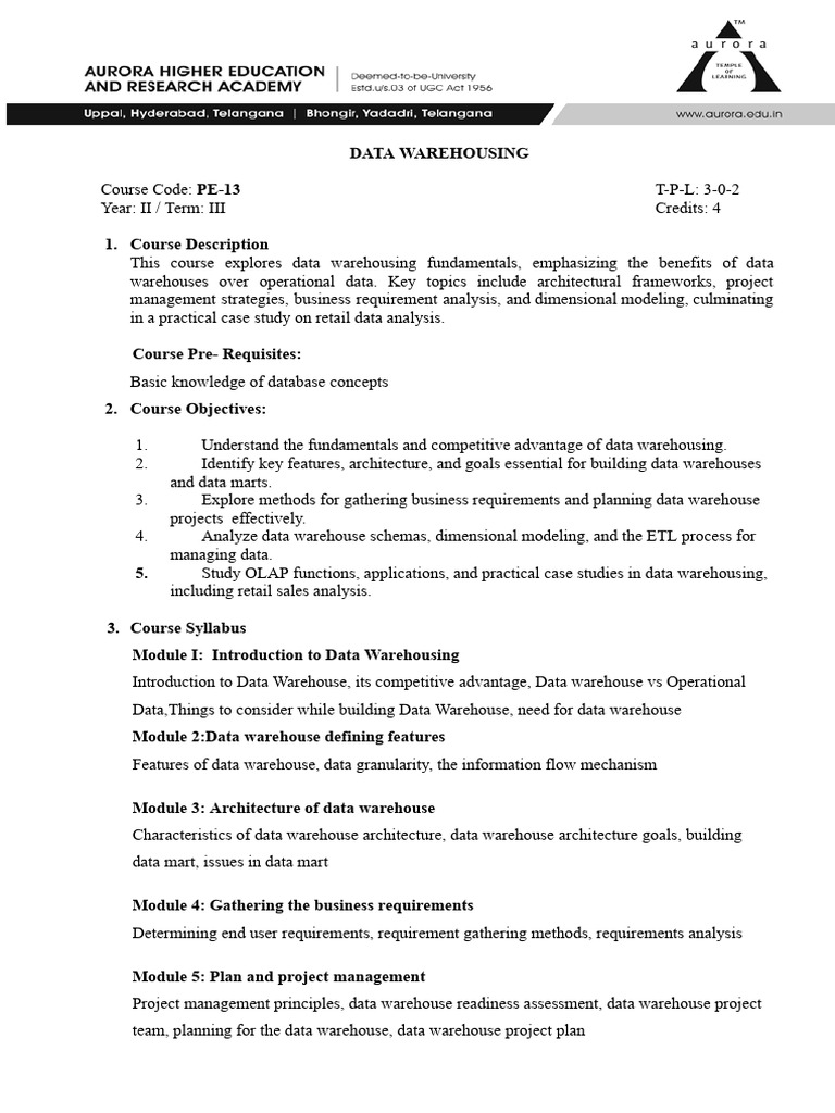 C. V.Data Warehousing | PDF | Data Warehouse | Information Science