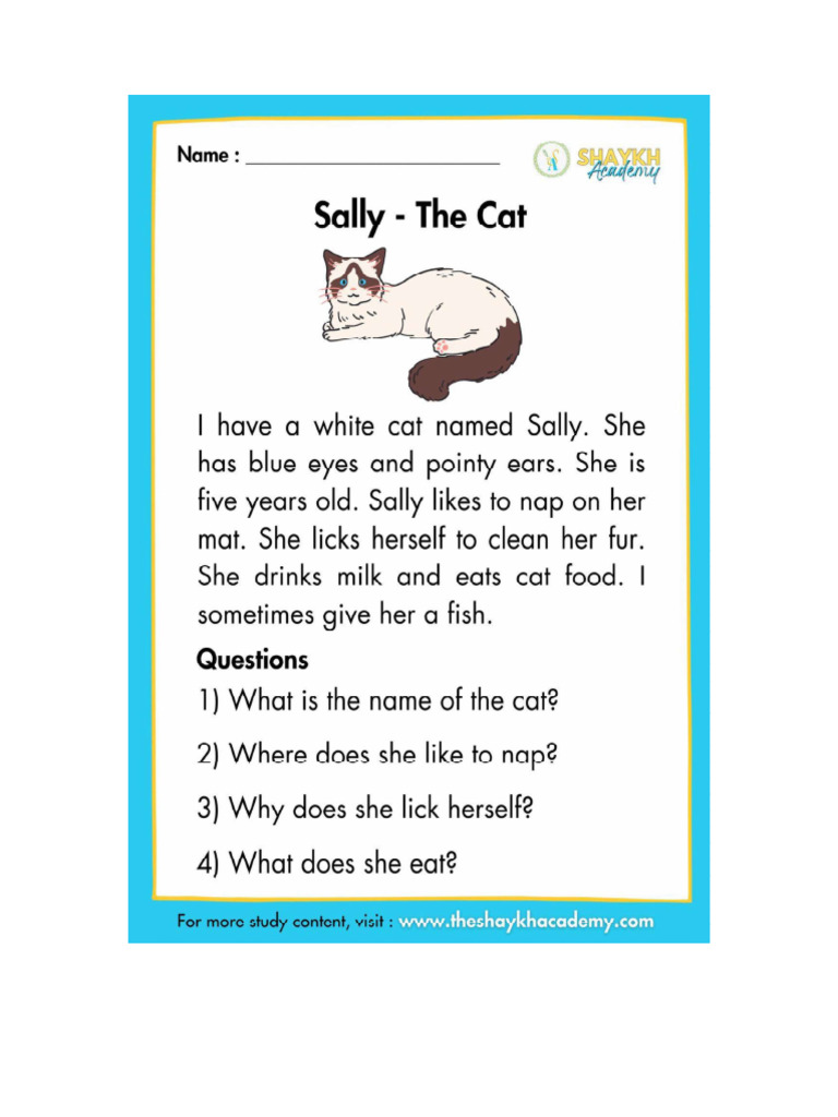Beginner Reading Comprehension Sally The Act | PDF