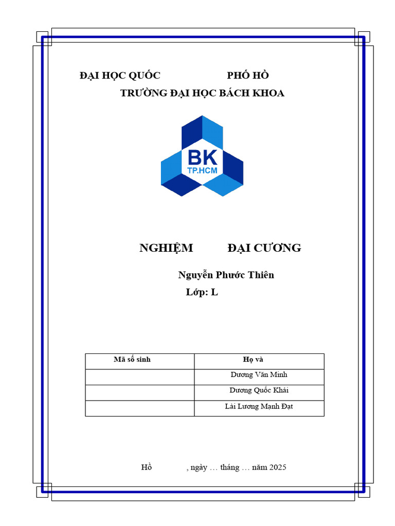Bao Cao Thi Nghiem Hoa Dai Cuong Ma HDC 2024 2025 | PDF