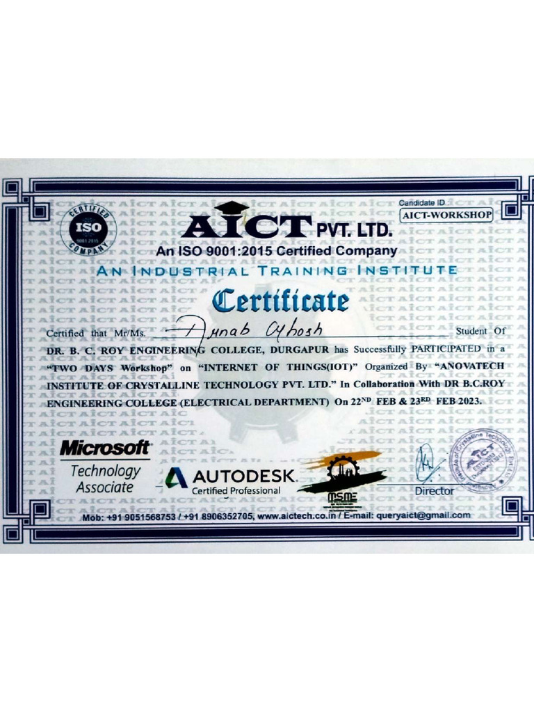 Certificate IOT | PDF