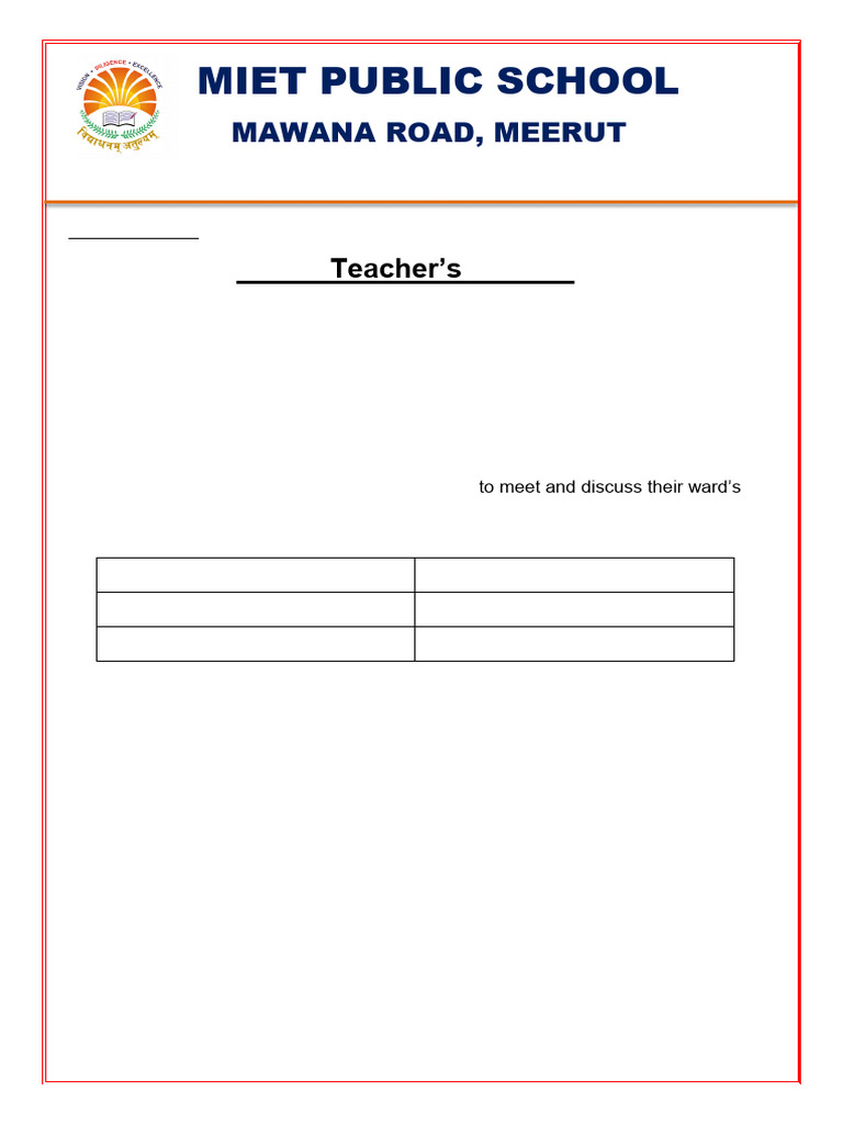 Parent-Teacher Meeting Invitation | PDF