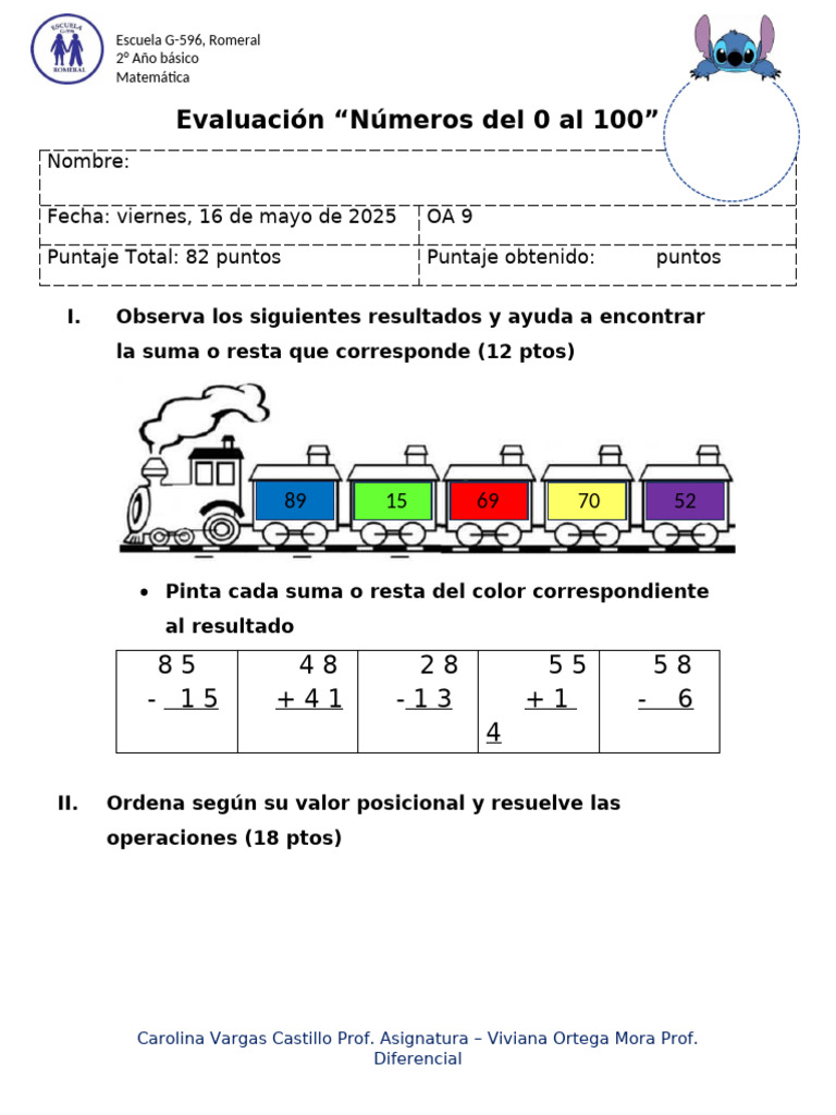 Adiciones y Sustracciones Hasta El 100 | PDF