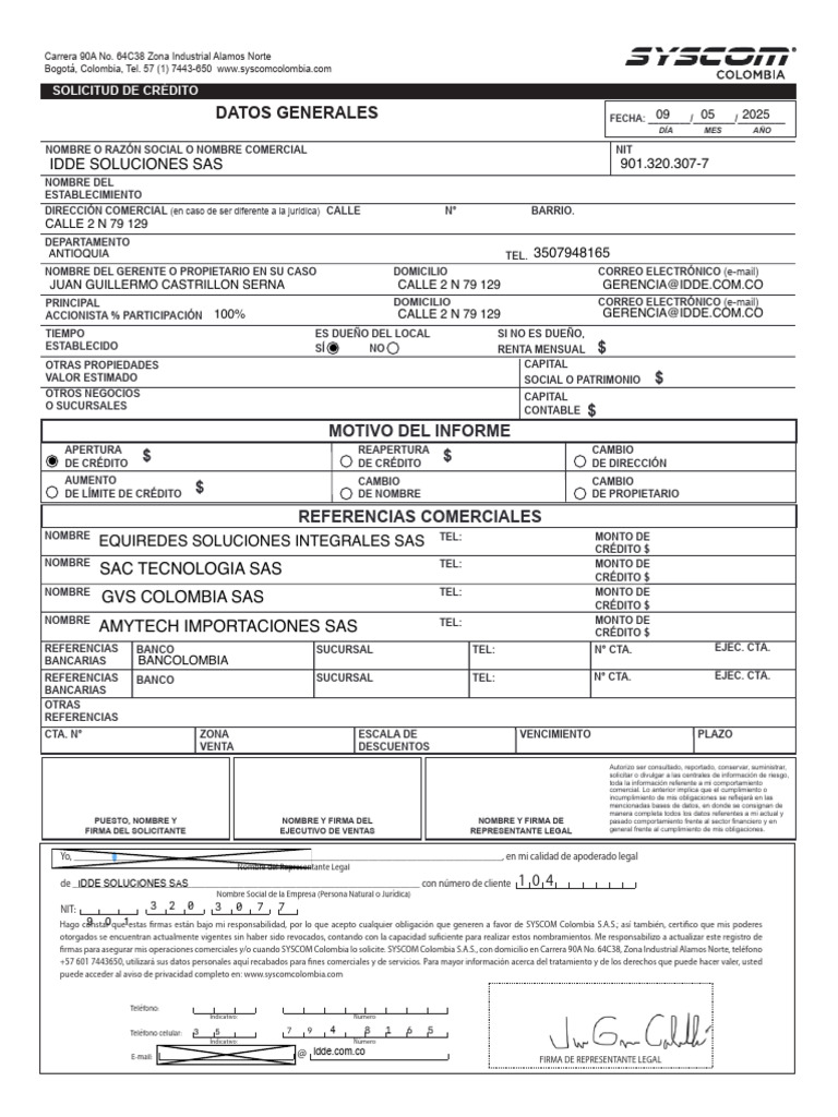 Solicitud de Credito SYSCOM | PDF