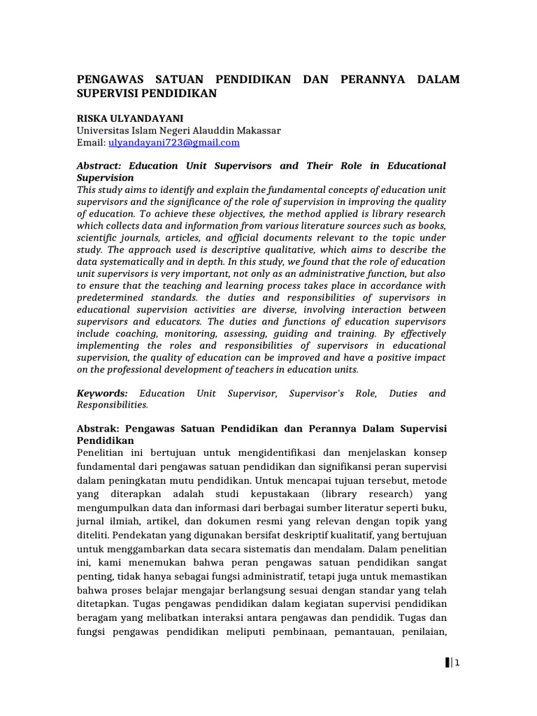 Pengawas Satuan PDD | PDF