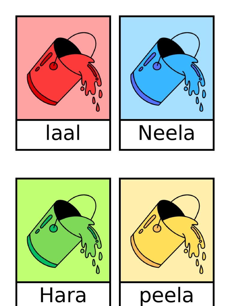 Colors Flashcards in Colorful Paint Can Illustration Style .Pptx | PDF