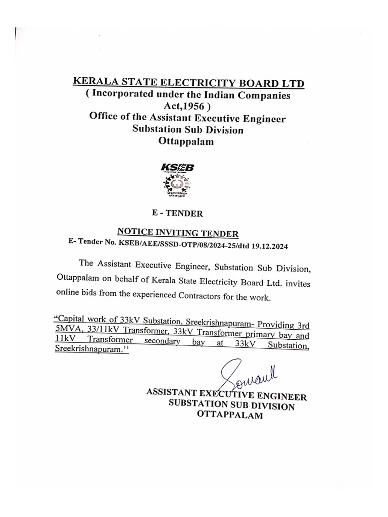 Kseb Aee SSSD Otp 08 2024 25 19 17346080141046079784 | PDF