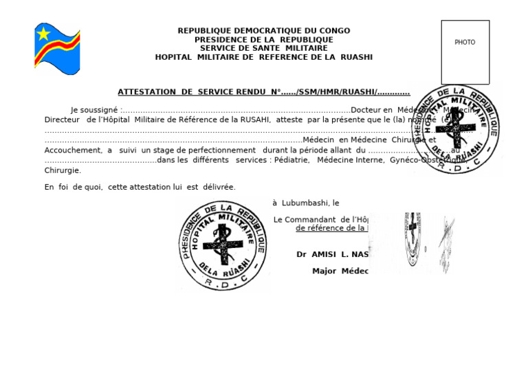 Attestation de Service Rendu | PDF