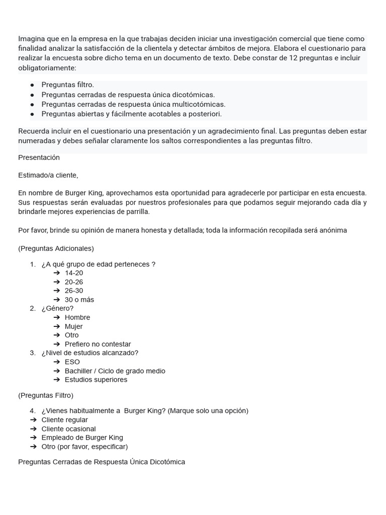 Elaboración de un cuestionario de satisfacción | PDF | Cuestionario | Metodología de encuesta