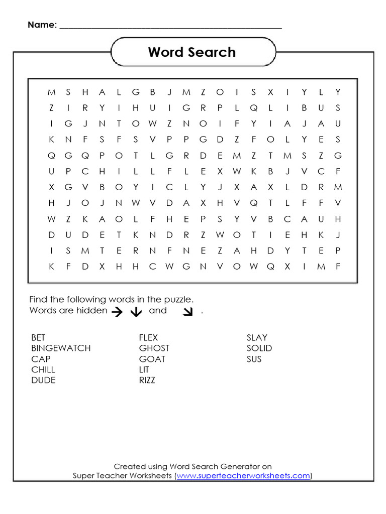 Super Teacher Worksheets Word Search Pdf Word Search Word Puzzles