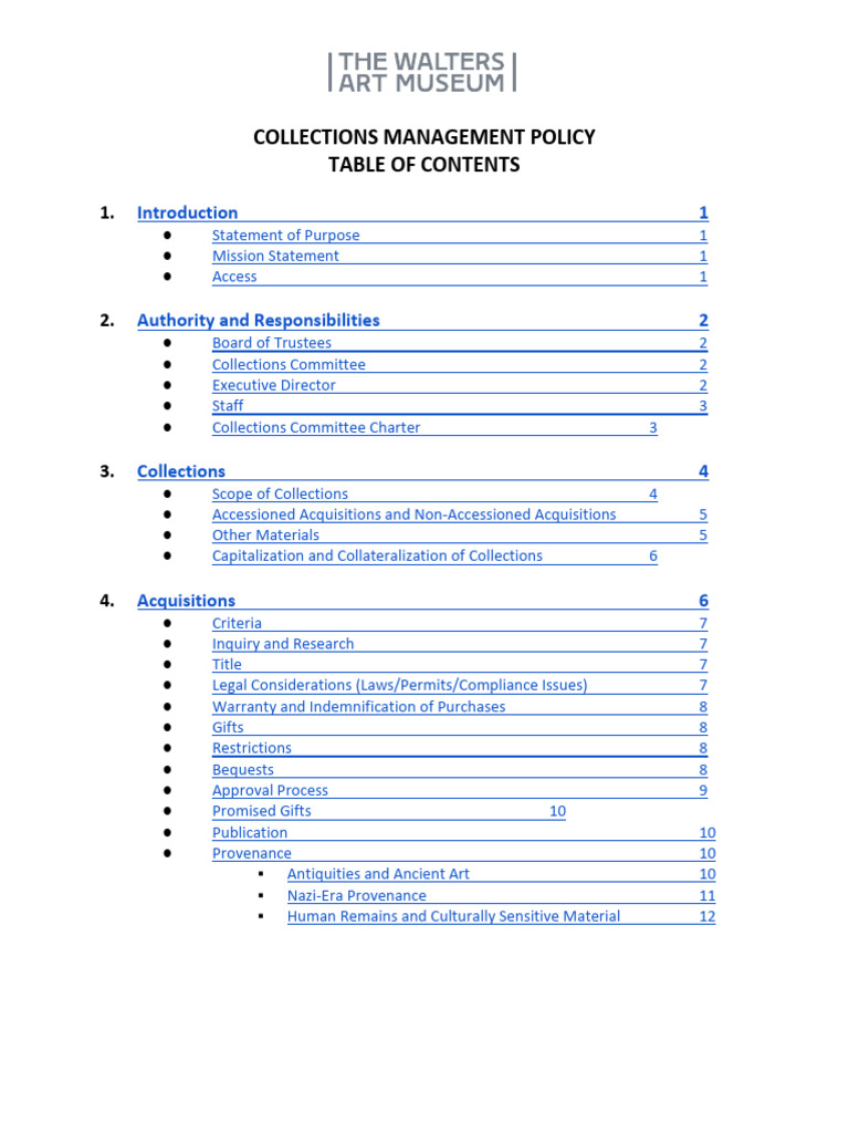 Policy Collections Management | PDF | Museum