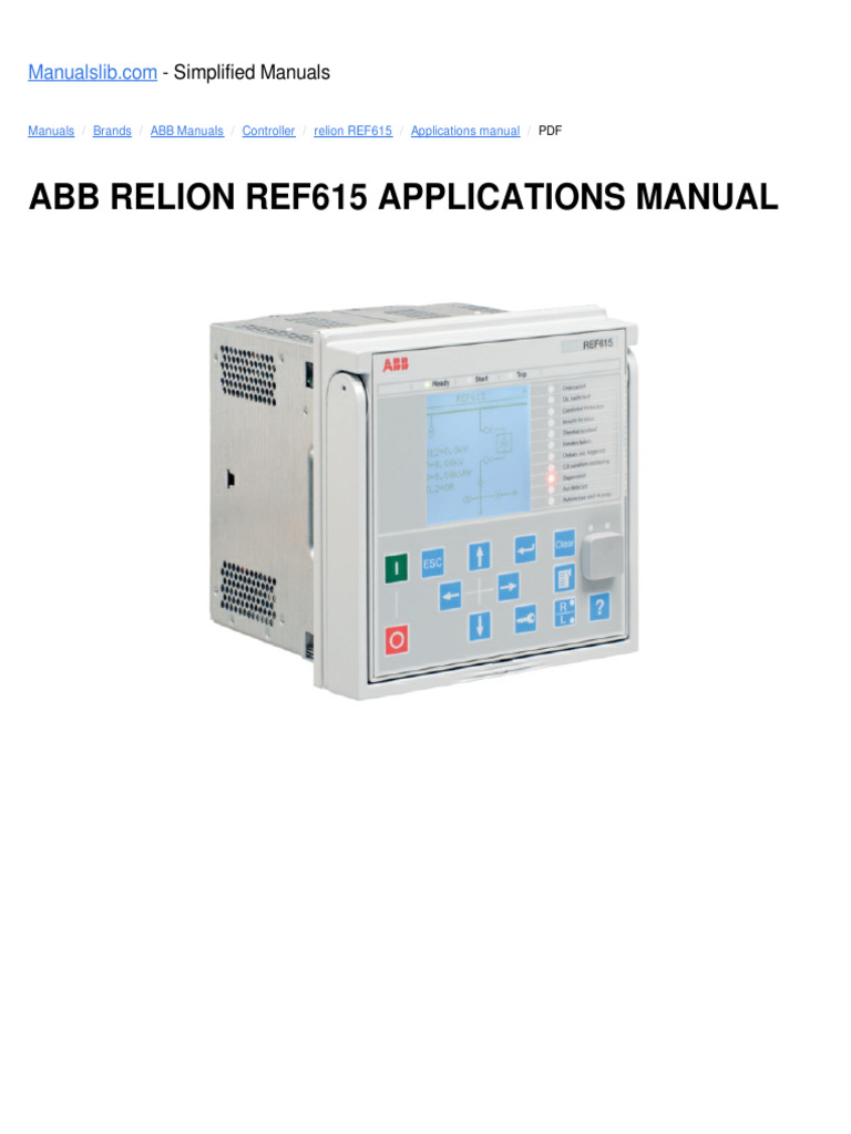 Abb Relion Ref615 Applications Manual: - Simplified Manuals | PDF | Timer | Electromagnetic ...