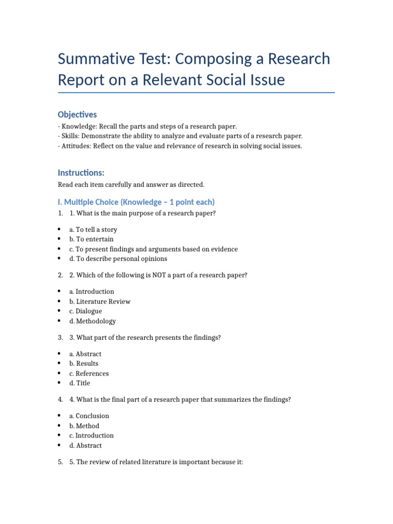 Summative Test Research Paper | PDF | Abstract (Summary) | Methodology