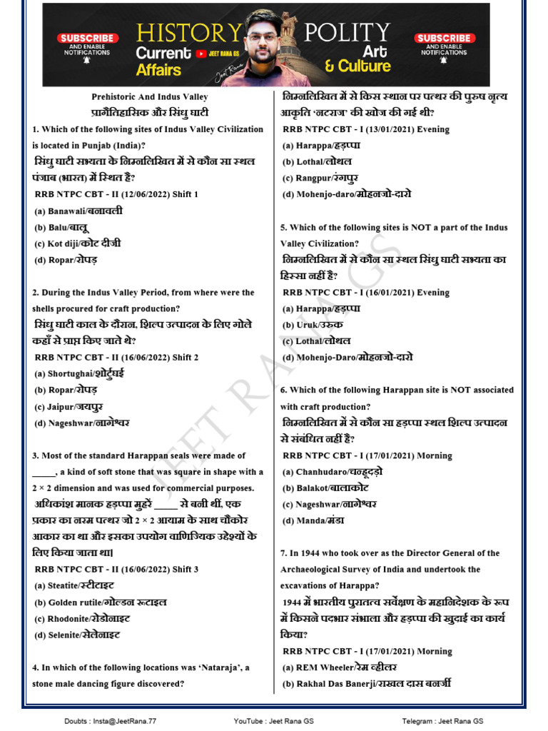RRB NTPC-History-GK-PYQs-Jeet-Rana-GS | PDF