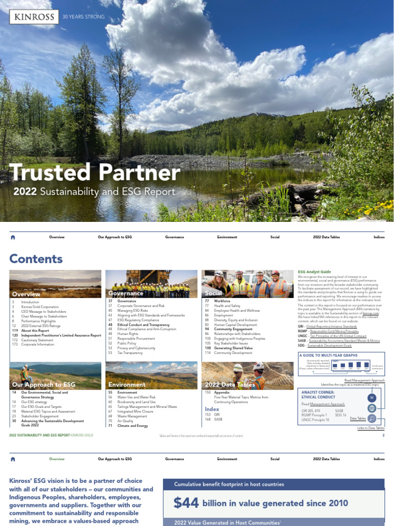 Kinross 2022 Sustainability and ESG Report | PDF | Natural Environment ...