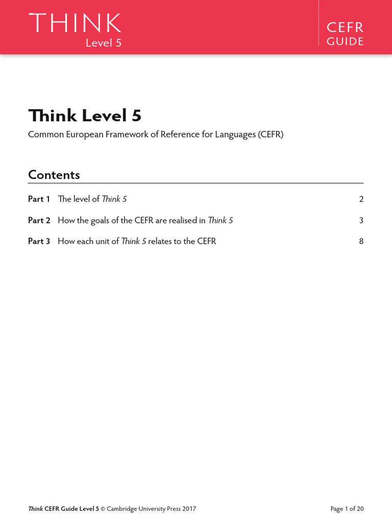 CEFR Level 5 Guide for Tink | PDF | Reading Comprehension | Communication