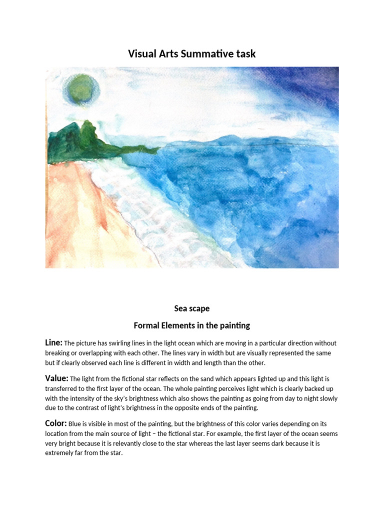 Visual Arts Summative Task | PDF