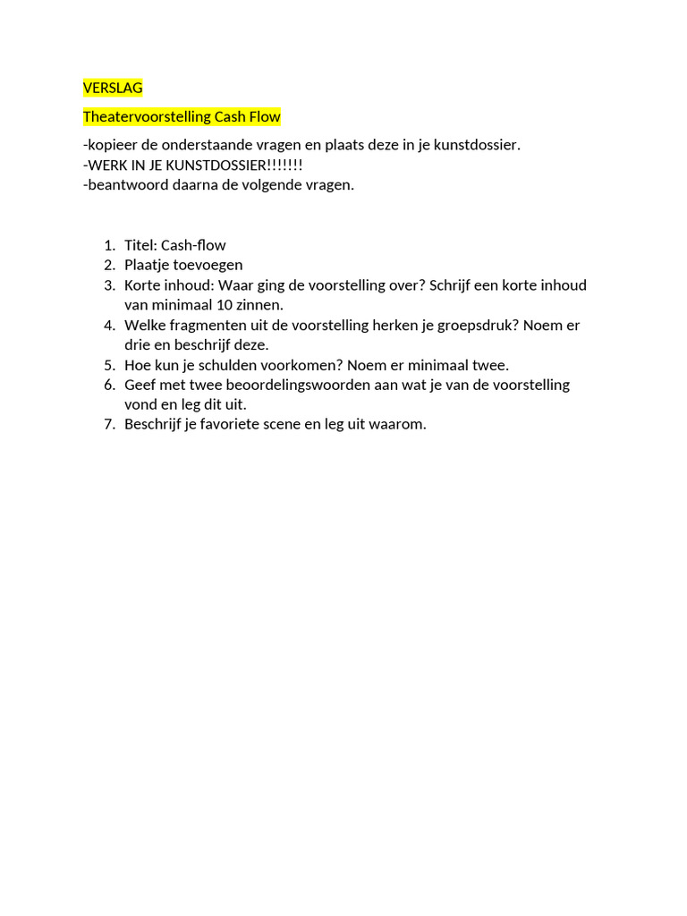 Verslag Cash Flow - Kopie | PDF