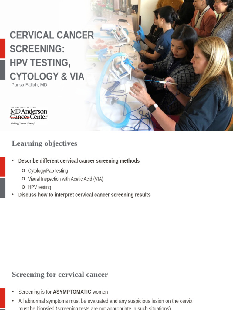 CERVICAL CANCER SCREENING HPV TESTING, CYTOLOGY & VIA | PDF | Cervical ...