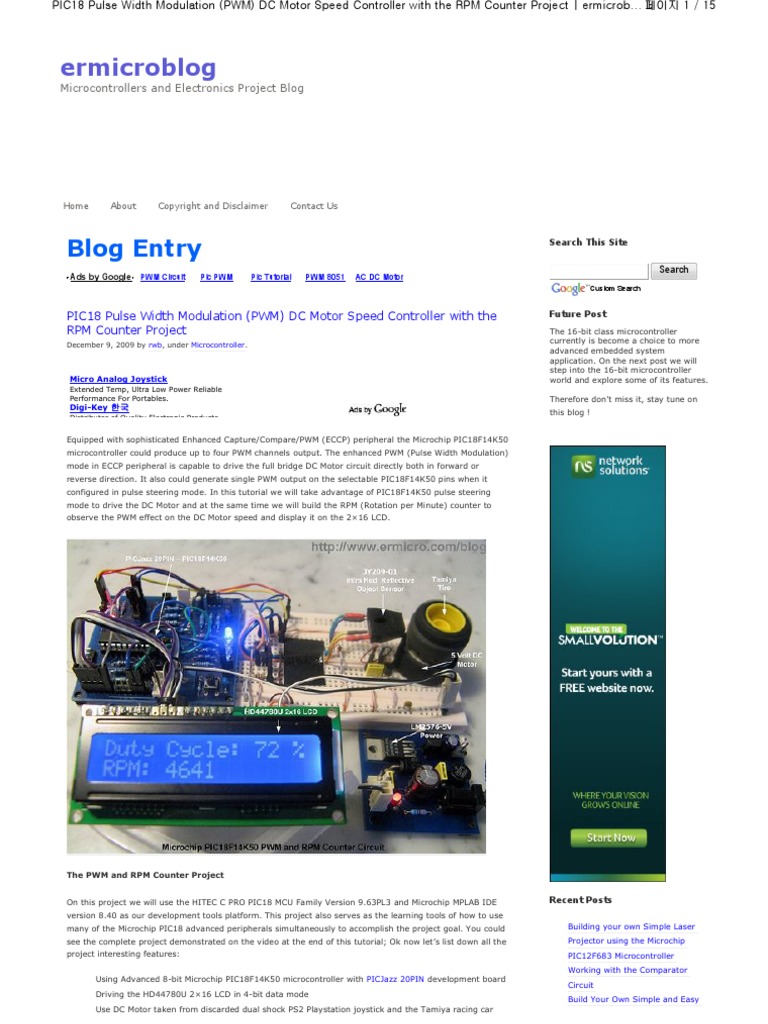 Pic18 Pulse Width Modulation Pwm Dc Motor Speed Controller With The Rpm Counter Project 4706