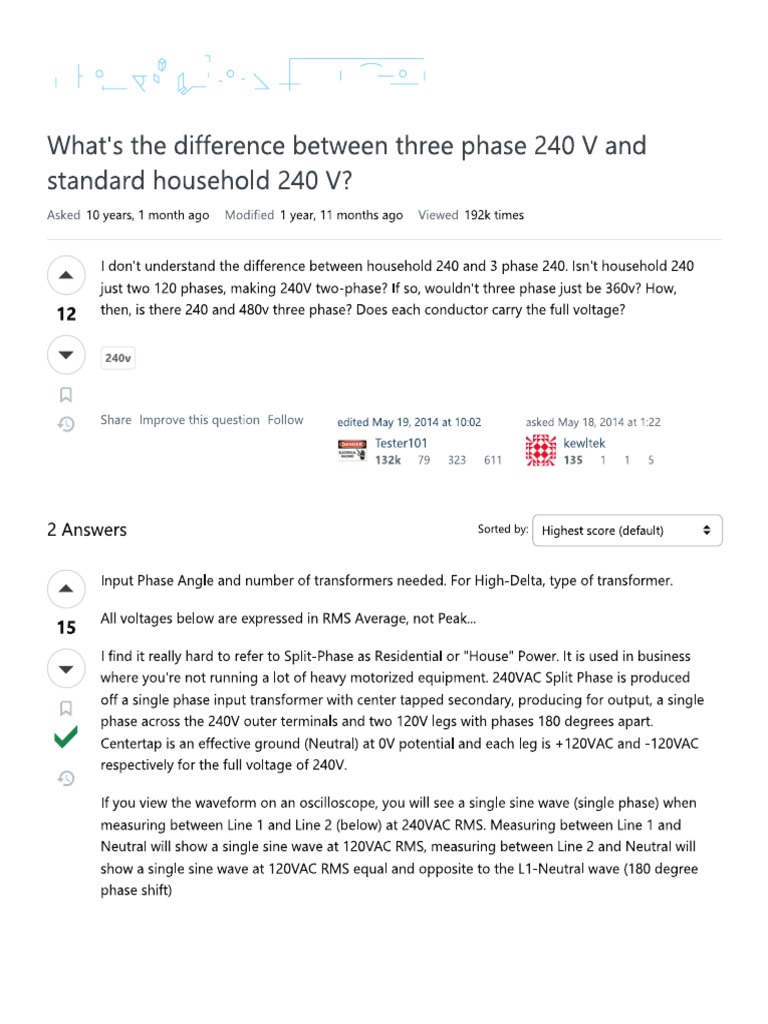 240 Single Vs 240 3 Phase | PDF