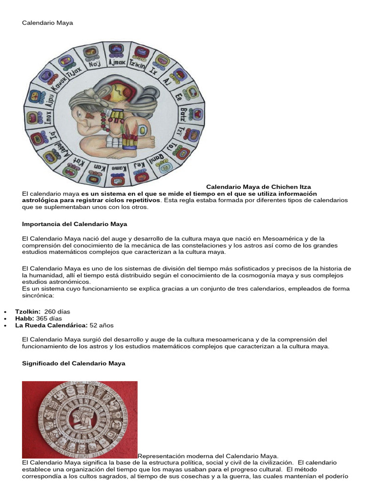 Importancia y Estructura del Calendario Maya | PDF | Civilización maya ...