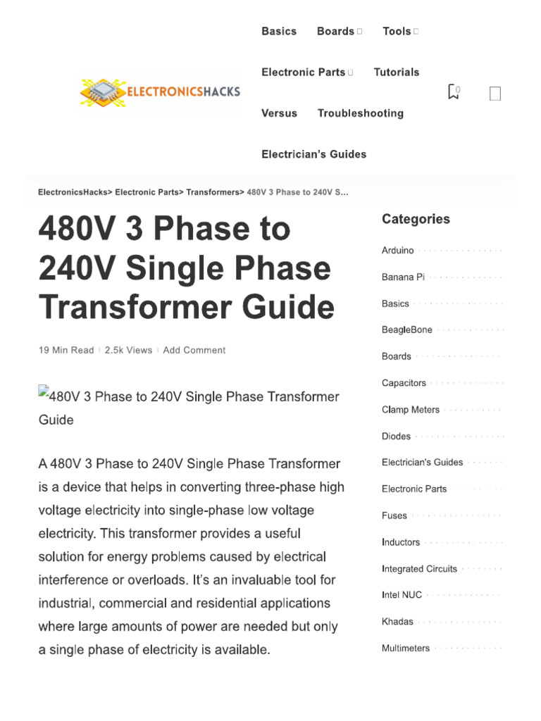 480 3 Phase To 240 Single | PDF