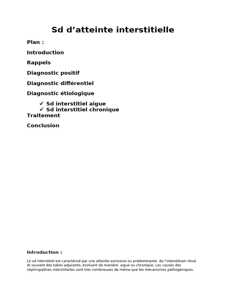 Syndrome d'atteinte interstitielle rénale | PDF | Spécialités médicales ...