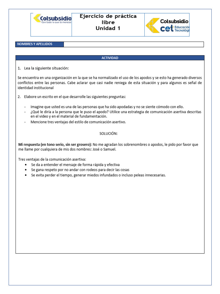 Entrega ejercicio practica libre unidad 1 | PDF