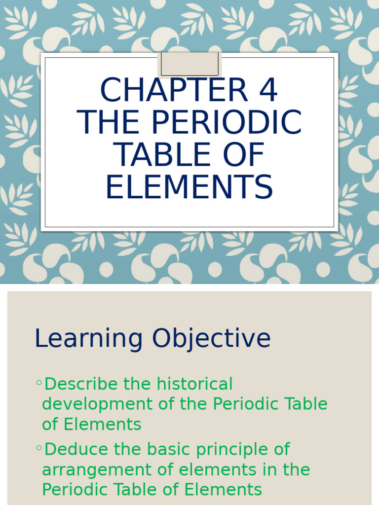 Chapter 4 The Periodic Table of Elements | PDF | Chemical Elements ...