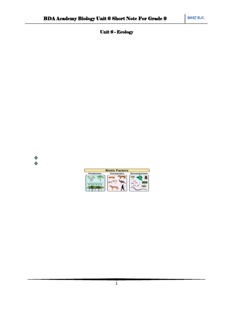 Grade 9 Ecology: Biotic Factors Explained | PDF | Ecosystem | Ecology