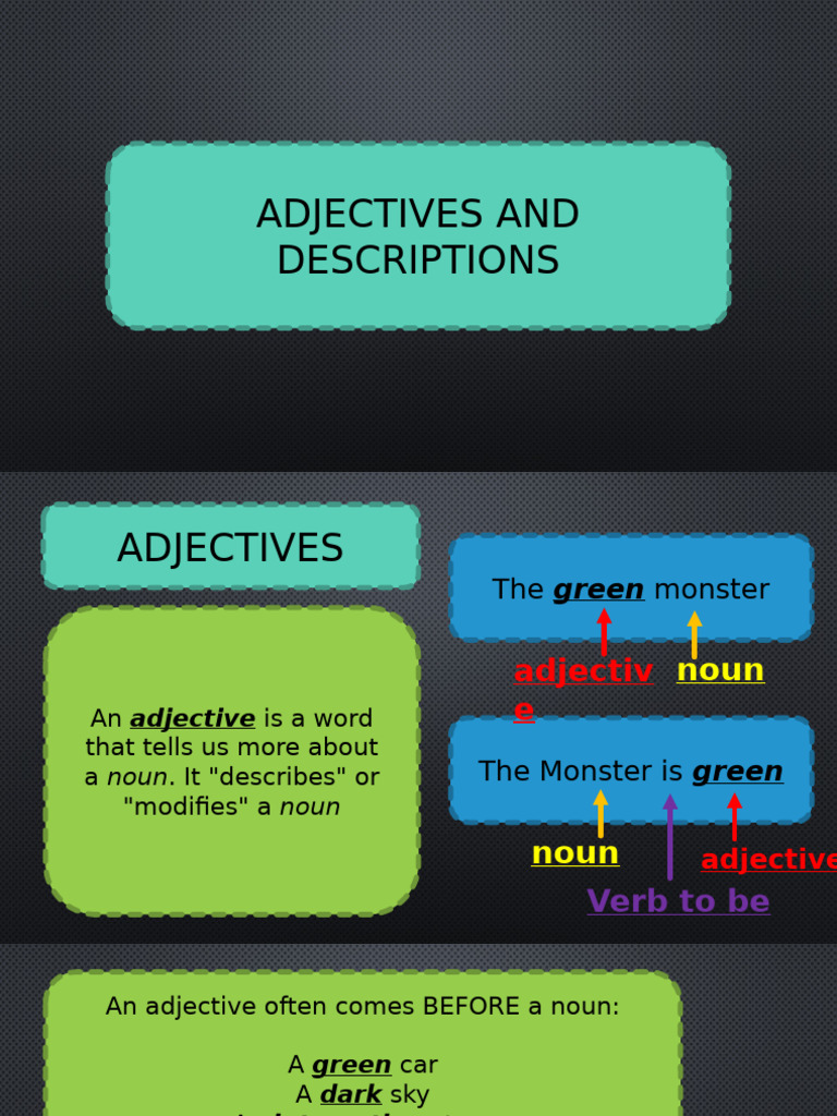 ADJECTIVES AND DESCRIPTIONS | PDF | Adjective | Linguistics