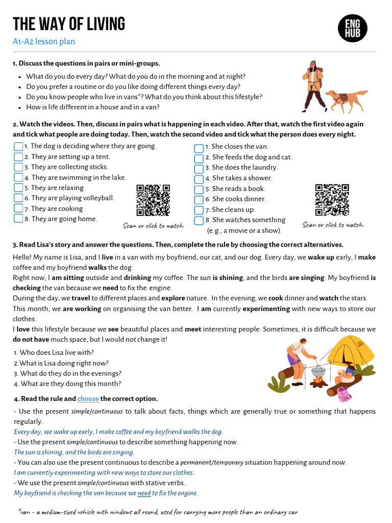 A1-A2 The Way of Living A4 Worksheet SV | PDF