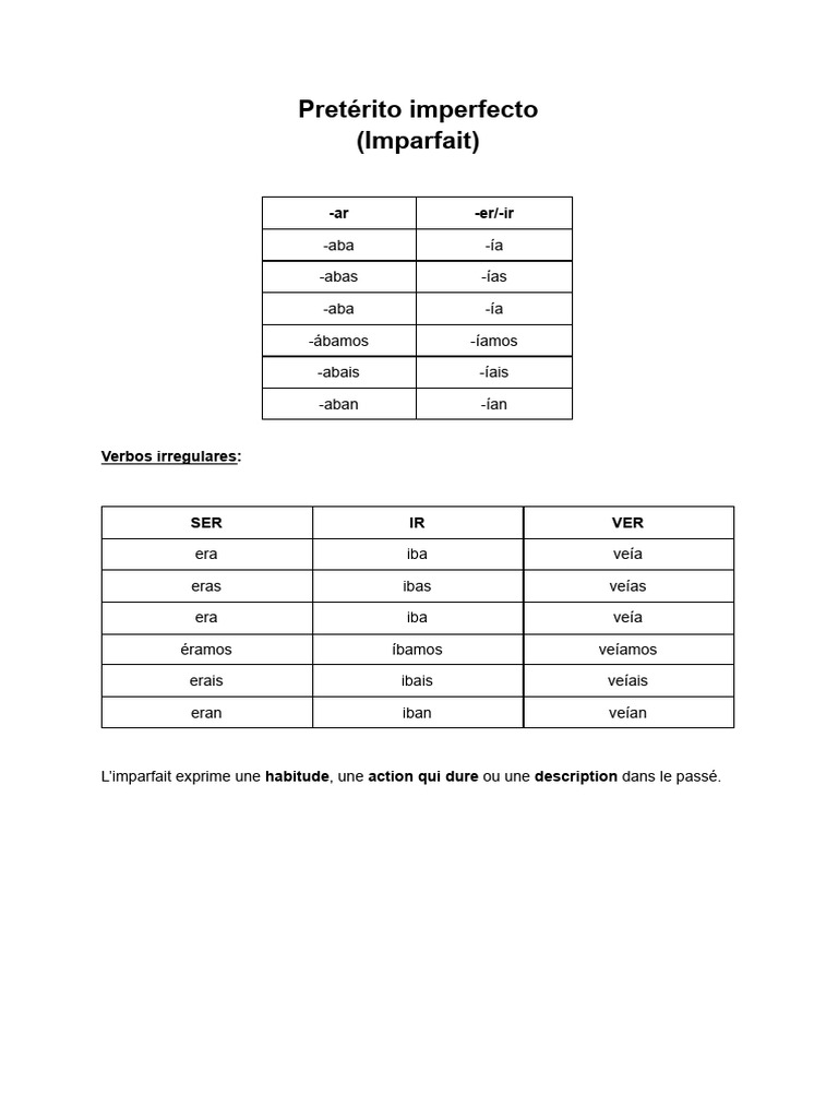 Verbos en pretérito y imperfecto | PDF | Gramática | Lingüística