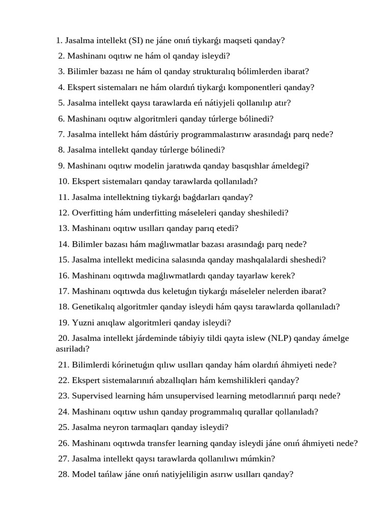 QQ Suniy Intellekt Jazba Sorawlari | PDF